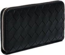 Bottega Veneta Portefeuille grand format zipp&eacute; en cuir tress&eacute;