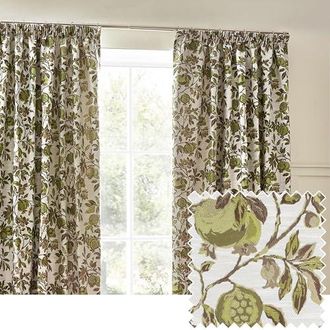 furn. Wylder Tropics Granatapfel Floral Jacquard Bleistift Faltenvorh&auml;nge