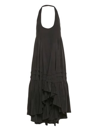 Balenciaga robe en soie asym&eacute;trique &agrave; dos-nu - Noir