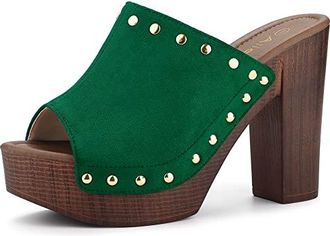 Allegra K Femmes Sandales Talon Carré Plateforme Bout Ouvert Vert 41