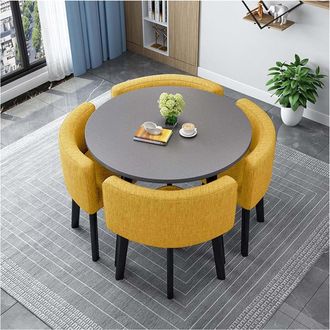 Generic Eingebauter Tisch und Stuhl. Kleiner, quadratischer runder Konferenztisch mit 4 St&uuml;hlen, for den Einsatz in Gesch&auml;ften, Besprechungen und kleinen Vera