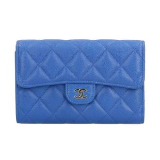 Chanel Pre-owned Leder Portemonnaie - - Pre-owned - Damen - Blau - ONE SIZE