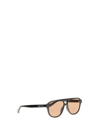 Alexander McQueen Womens Signature Essentials Sunglasses Nero-Brown Acetate Nero/brown