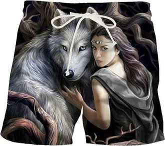 Generic Short dété 3D imprimé animal loup décontracté pour homme et femme, 4, 5XL