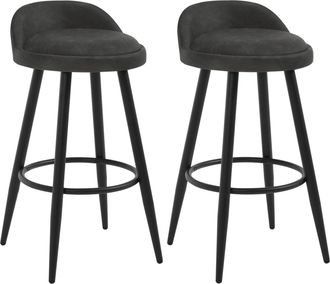Woltu Barhocker 2er Set, Barstuhl Küchenhocker, hoher Hocker mit Rückenlehne Fußstütze, aus Kunstleder Metall, für Bars Theken Bistros, Anthracite, BH327an-