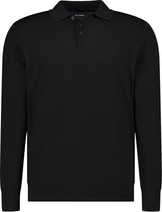 Olymp Herren Pullover schwarz Merinowolle unifarben