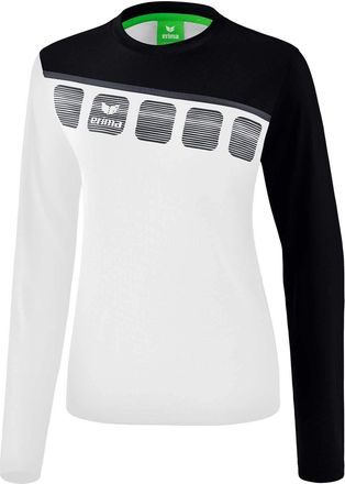 Erima Damen 5-C Longsleeve, weiß/schwarz/dunkelgrau, 38