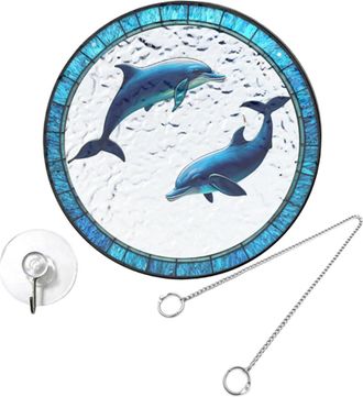 UPKOCH Acryl Fensterdekoration Delfin Anh&auml;nger Mit Aufh&auml;ngekette Und Saugnapf F&uuml;r Garten Und Wand H&auml;ngende Acryl Deko Mit Fleckenmuster Farbenfroher Sonnenf&auml;
