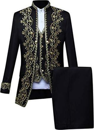 Generic SDER Veste &eacute;L&eacute;Gante Hommes Robe De Palais Gothique Style Europ&eacute;En Cosplay Noble Prince Performance Uniforme Robe Militaire Gilet Hiver Trois Pi&egrave;ces Av