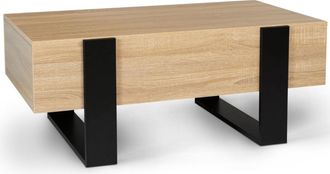 IDMarket Rechteckiger Couchtisch Phoenix mit Schubladen 100 cm Holz und Schwarz