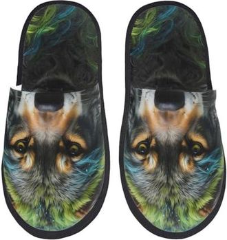 Generic Accueil Pantoufles Loup Color&eacute; De Style R&eacute;aliste Cozy Hiver Pantoufles Chaud Chaussons Pour Homme H&ocirc;tel Invit&eacute; M