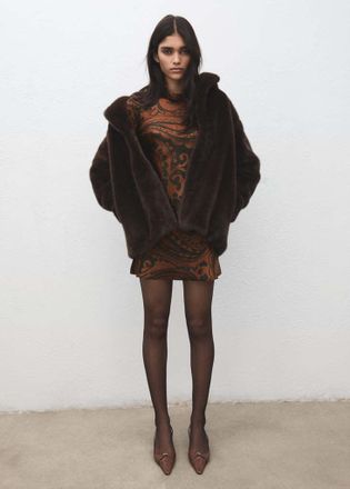 Mango Robe satin&eacute;e en imprim&eacute; cachemire orange br&ucirc;l&eacute; - Femme - XXS - MANGO