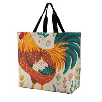 Generic Imprim&eacute; Poulet Et Coq Sac A Main Femmes D&eacute;contract&eacute; Tote Bag Imperm&eacute;able Sac Cabas Pour Gym Travail Quotidienne