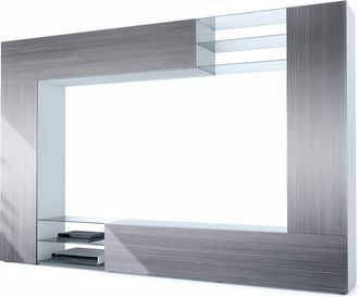 Vladon Wohnwand Mirage, Made in Germany, Anbauwand mit R&uuml;ckwand mit 2 T&uuml;ren, 2 Klappen und 6 offenen Glasablagen, Wei&szlig; matt/Avola-Anthrazit (262 x 183 x 39 c