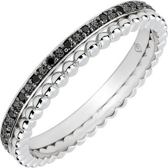 Edenly Ring Fleur de Sel - Doppelring - Schwartzer Diamant - Weißgold 18 Karat