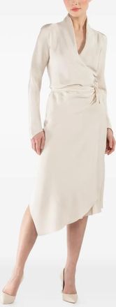 Peter Cohen Victor long-sleeve wrap midi dress - Nude