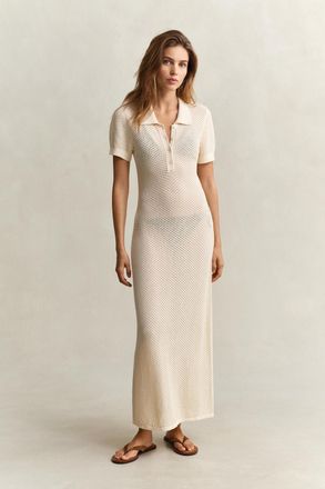 GANT Damen Rugger-Kleid aus Spitzenstrick (XXL) CREAMED Wei&szlig;