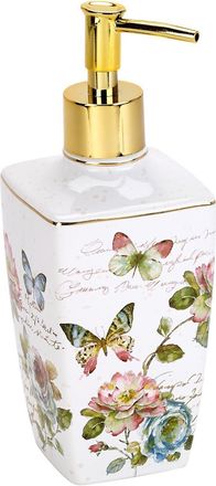 Avanti Linens Lotion-Pumpe/Seifenspender, Keramik-Arbeitsplatten-Zubehör, künstlerische Heimdekoration (Schmetterlings-Garten-Kollektion)