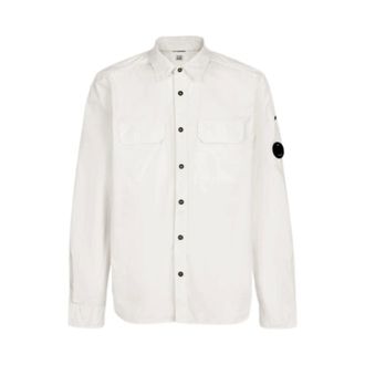C.P. Company C.p. Company, Homme, Chemises, Blanc, Taille: M Chemise en Gabardine - Mettez &agrave; Niveau Votre Garde-Robe D&eacute;contract&eacute;e