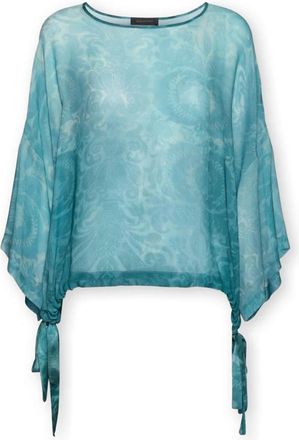 Elena Miro Femme, Blouses et Chemises, Bleu, Taille: 42/44 FR Blouse en georgette imprim&eacute;e