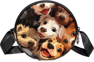 Generic Sac &agrave; bandouli&egrave;re rond pour femme, petit sac &agrave; bandouli&egrave;re avec fermeture &eacute;clair, bretelles r&eacute;glables, sac &agrave; main rond d&eacute;contract&eacute; pour femmes et fill