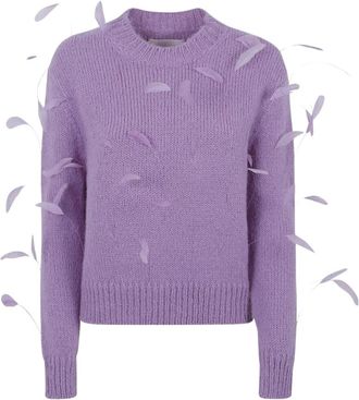 Jil Sander Femme, Pulls, Violet, Taille: 36 FR Pull Court Manches 3/4 Coupe Ajustée avec Plumes