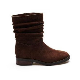 Lands End Veloursleder-Boots mit locker sitzendem Schaft, Damen, Größe:41H regular, Braun, Rauleder, by Lands End