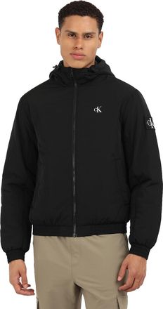 Calvin Klein Jeans Herren Jacke Padded Hooded Übergangsjacke, Schwarz (Ck Black), XXS