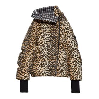 Ganni Doudoune imprim&eacute; animal - Femme - Vestes - Brun - Taille: 34 FR