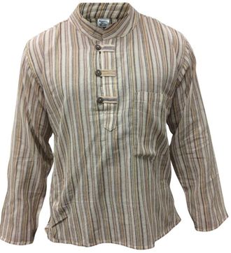 Shopoholic Fashion Multi Farben Mix dharke Streifen leicht bequem langärmlig traditionell Großvater Shirt, Hippy Boho, S M L XL XXL XXXL - L. graue Mischung, XXXX-Large