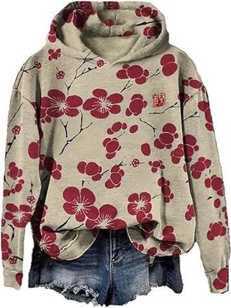 Keephen Femmes R&eacute;tro Imprim&eacute; Sweat &Agrave; Capuche Nouveaut&eacute; 3D Graphique Sweatshirts Sweat &Agrave; Capuche &Agrave; Manches Longues Pullover Tops avec Poche