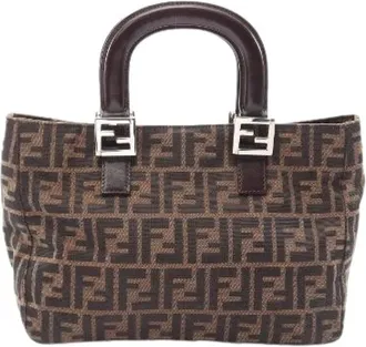 Fendi Sac &agrave; main en toile Zucca en cuir Pre-owned - Femme - Pre-owned - Brun - Taille: ONE Size