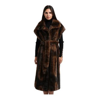 Fracomina &Auml;rmellose lange Jacke - - Jackets - Damen - Braun - L