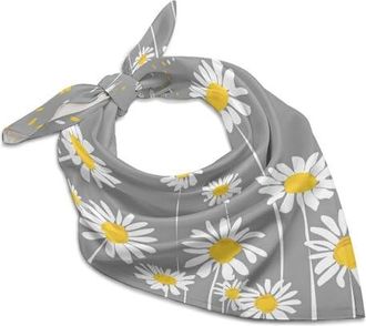 Generic Écharpe carrée en soie légère avec motif marguerite dabeille pour cheveux, foulard respirant, cadeau pour homme et femme, multicolore, 46x46cm
