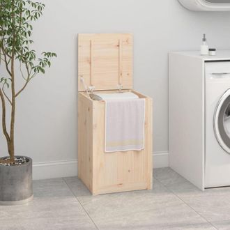 vidaXL Vidaxl - Bo&icirc;te &agrave; linge en bois de pin massif 44x44x66 cm - Couvercle &agrave; levage hydraulique - Grand espace de rangement pour linge et jouets