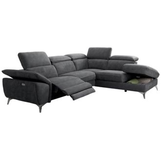 Les Tendances Les Tendances - Canap&eacute; dangle relaxation &eacute;lectrique 273cm - Microfibre 100% polyester - T&ecirc;ti&egrave;res r&eacute;glables et coffre de rangement int&eacute;gr&eacute; - Gris