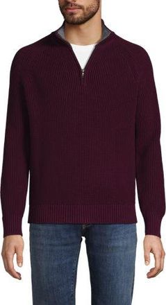 Lands End DRIFTER Pullover mit Reißverschluss, Herren, Größe:52-54 regular, Rot, Baumwolle, by Lands End