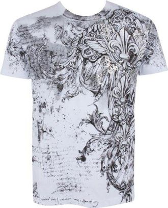 Sakkas 327T T-Shirt Homme en Coton Motif vignes et Fleur de lys - Blanche/Large