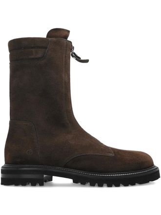 Giorgio Armani bottes en cuir avec fermeture à glissière - Marron