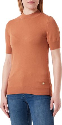 Tamaris Damen Kurzarm Gestrickter Sweater ARISH Braun 40