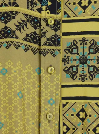 Momoni Silk Geometric-Print Shirt - Yellow