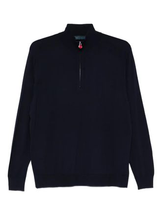 Kiton zip-up mock-neck sweater - Blau