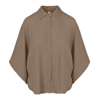 Bomboogie Femme, Blouses et Chemises, Brun, Taille: 44 FR Chemise en lin coupe confort