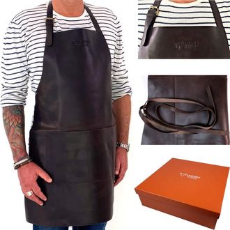 Laguiole en Aubrac Schmiedemeister-Sch&uuml;rze aus Leder, ideal als Arbeitssch&uuml;rze, Grillsch&uuml;rze, Gartensch&uuml;rze, K&uuml;chensch&uuml;rze