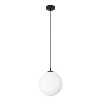 Eglo Hängelampe Rondo, Pendelleuchte Esstisch, Deckenlampe hängend aus Metall in Silber und Glas-Kugel in Opal matt weiß, Kugellampe mit E27 Fassung, Ø 30 