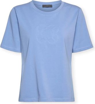 Elena Miro Femme, Tops, Bleu, Taille: 46 FR T-shirt &agrave; Monogramme en Relief