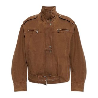 Blumarine Femme, Vestes, Brun, Taille: 38 FR Veste en coton avec &eacute;paulettes