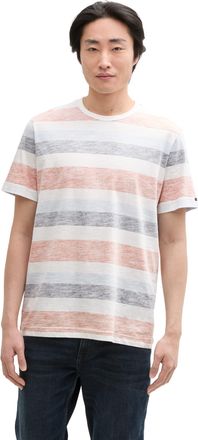Tom Tailor Herren 1046722 T-Shirt, 38130-Orange Multi Color Stripe, XL
