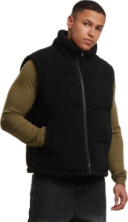Urban Classics Herren Puffer Weste Basic Teddy Puffer Vest, Steppweste aus flauschigem Teddy-Stoff, hoher Kragen, Größen S - 5XL