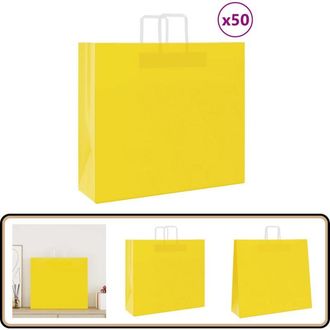 vidaXL Vidaxl - Papiertragetaschen 50 Stk. mit Henkeln Gelb 54x15x49 cm